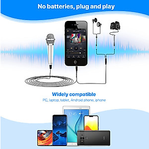 JeMii Mini Microphone,Tiny Microphone,Phone Microphone, Asmr Microphone,Mini Karaoke Microphone,forVoiceRecording Chatting and Singing on iPhone,Android,PC(Silver)