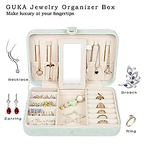 GUKA Plush Velvet Travel Jewelry Box Organizer for Women Girls Jewelry Holder for Earring Ring Necklace Jewelry Travel Organizer Small Jewelry Box