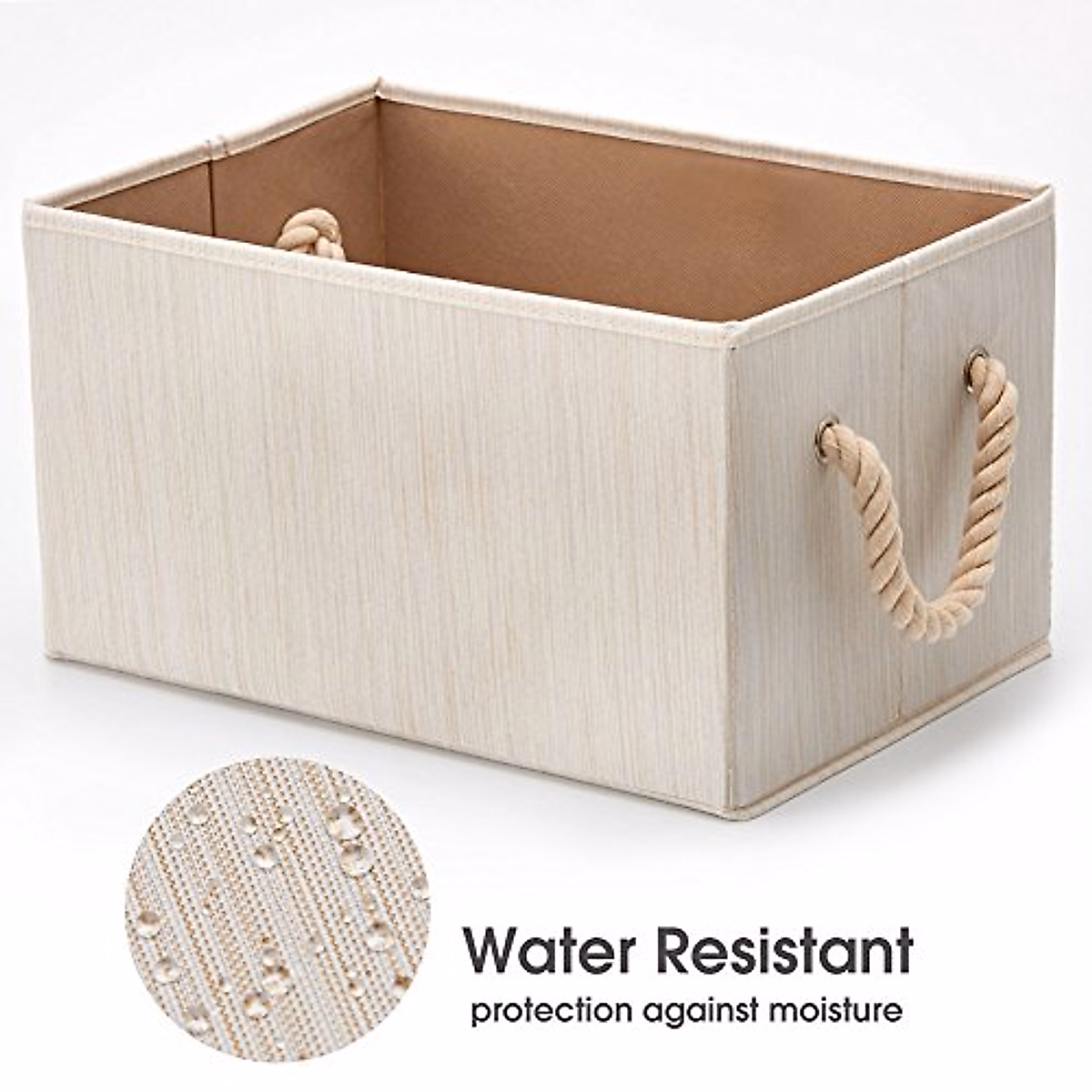 EZOWare Set of 7 Bamboo Fabric Storage Bins Baskets with Cotton Rope Handle, Collapsible Cube Container Box for Nursery, Kids, Closet, and More