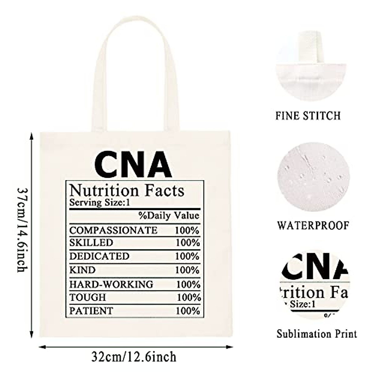 WCGXKO CNA Gift Certified Nursing Assistant Gift CNA Nutrition Facts Nurse Tote Bag Medical School Graduation Gift (CNA tote)