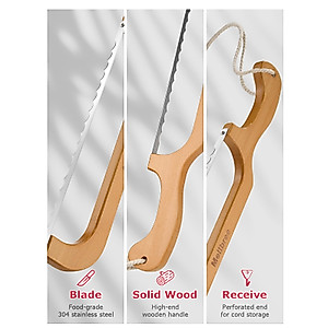 Mellbree Bread Knife for Homemade Bread, 16" Sourdough Bread Knife 304 Stainless Steel Serrated Bread Bowl Knife, Bread Cutting Knife, Bread Slicer Knife, Light Color Option