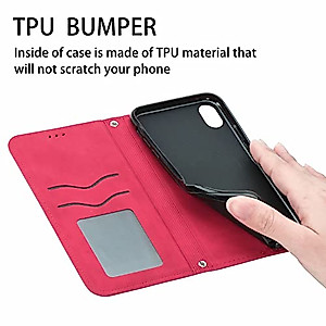 YukeTop Case for Oppo Reno2 Z, PU Leather Flip Folio Wallet Cover, with Card Slots, Case Cover for Oppo Reno2 Z.(Red)