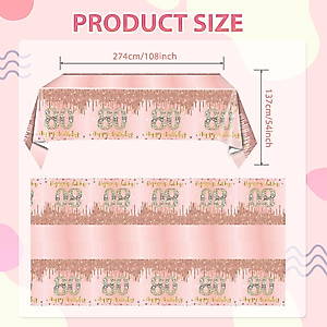 Xiliconie 3 Pack 80th Birthday Tablecloth Decorations Rose Gold Happy 80 Birthday Table Cover Party Supplies for 80 Year Old Birthday Anniversary Decor Supplies