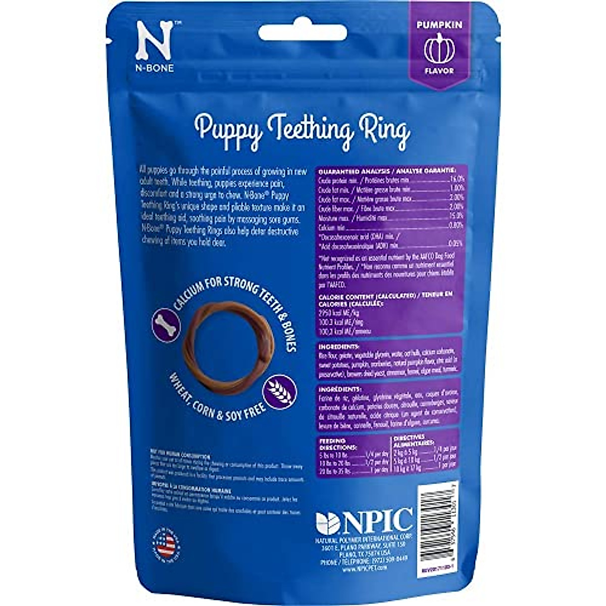 N-Bone Puppy Teething Ring Pumpkin Flavor 7.2 Oz/(6 Count)