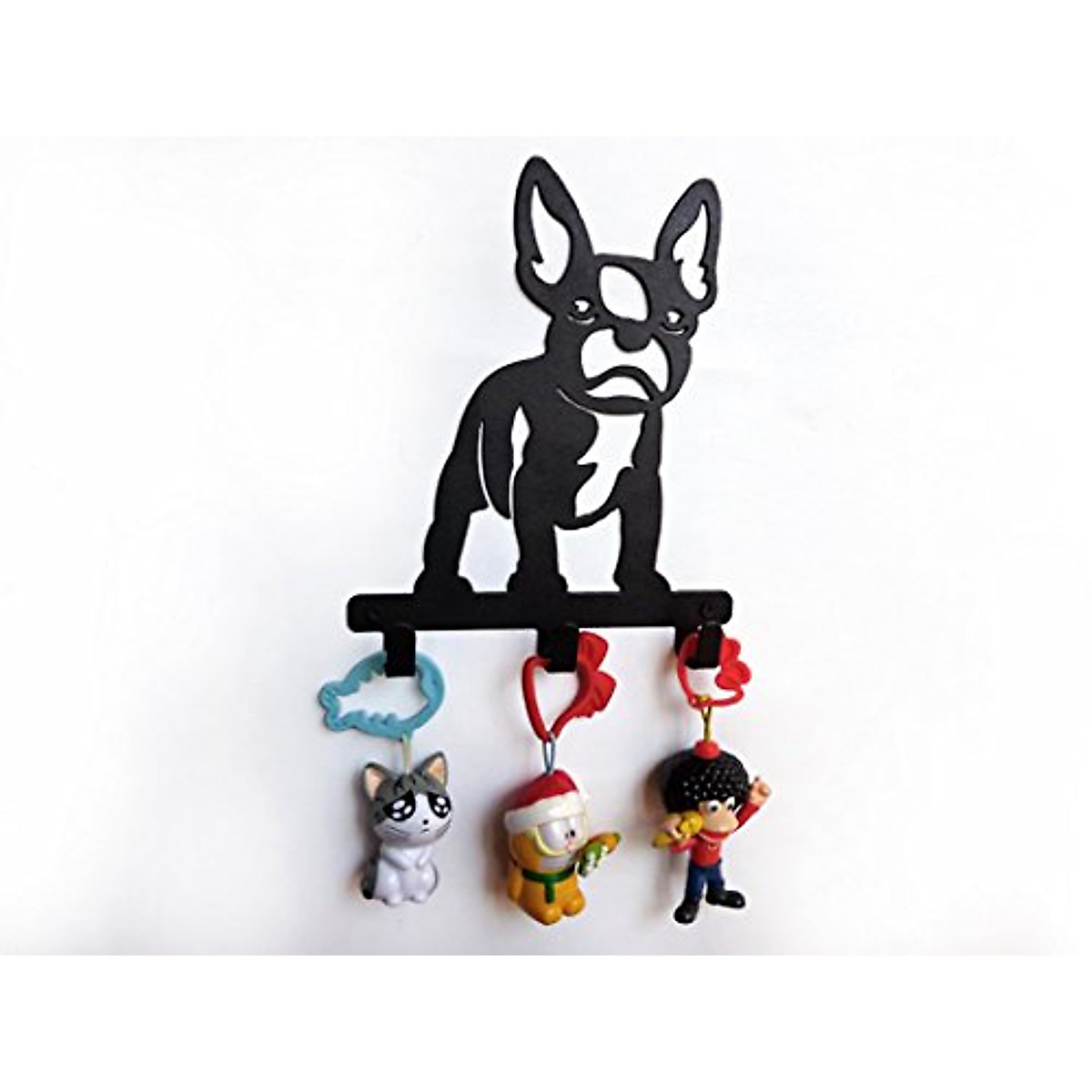YOURNELO Cute Ironwork Puppy French Bulldog Dog Art Wall Mounted Decorative Coat Rack Hooks (A1)