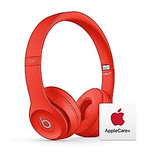 Beats Solo³ Wireless On-Ear Headphones - Apple W1 Chip - Red with AppleCare+ Bundle