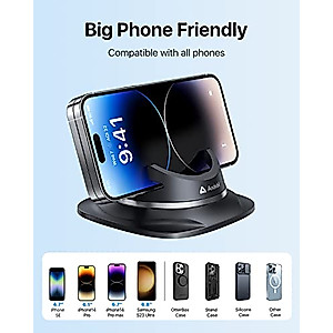 andobil 2023 Upgraded Dashboard Phone Holder Car, [ Ultra Steady, Never Slip ] Reusable Silicone Phone Mount for Car, 360°Rotatable,Compatible for iPhone, Samsung, Smartphone, GPS