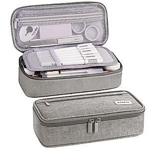 WEMATE Large Pencil Case, Foldable Design Canvas Pencil Pouch with Zipper Compartments & Handle, Aesthetic Pencil Case for Girls Adults Student, Stationery Pouch Pen Case for School Office