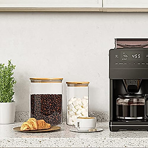 ComSaf Glass Jar with Airtight Lid (101 Oz/37 Oz), Glass Food Storage Container with Bamboo Lid, Clear Glass Food Canister Set of 2 for Dry Food Like Rice, Sugar, Flour, Pasta, Cereal, Beans, Nuts