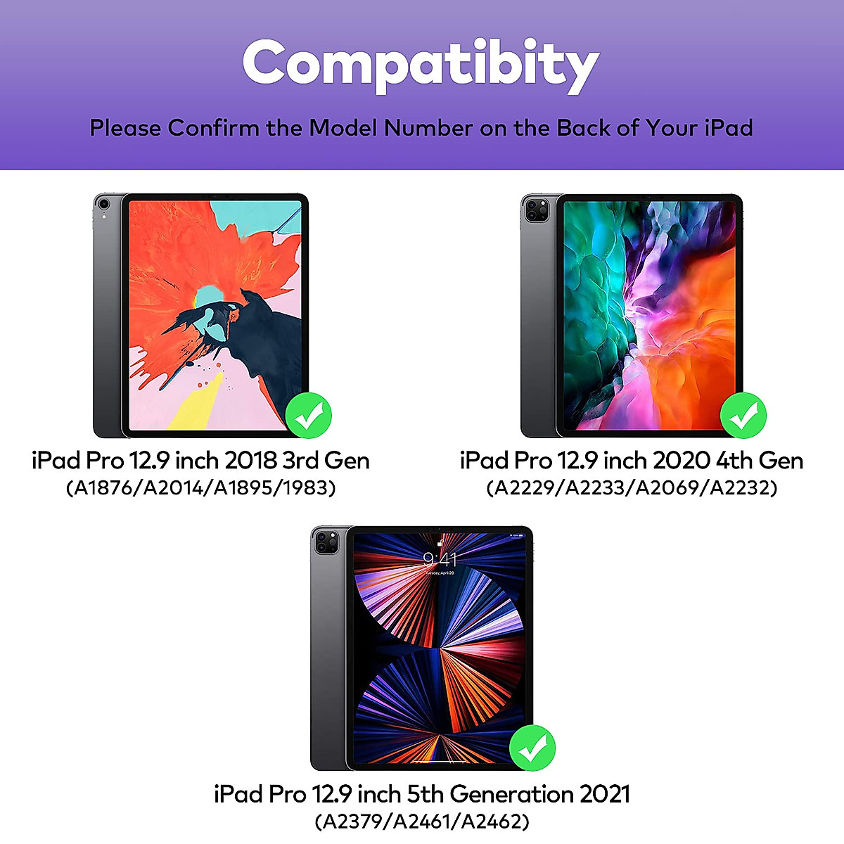 Touchpad Keyboard Case for iPad Pro 12.9 2021 5th Generation/2020 4th-Gen/2018-3rd Gen, iPad Pro 12.9 Case with Touchpad Backlight Function Keyboard (Black)