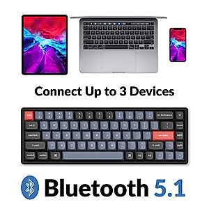 Keychron K6 Pro Wireless Custom Mechanical Keyboard, QMK/Launcher Programmable Macro, Hot-Swappable Keychron K Pro Red Switch, 65% Layout Aluminum RGB Backlit Office Keyboard for Mac Windows Linux