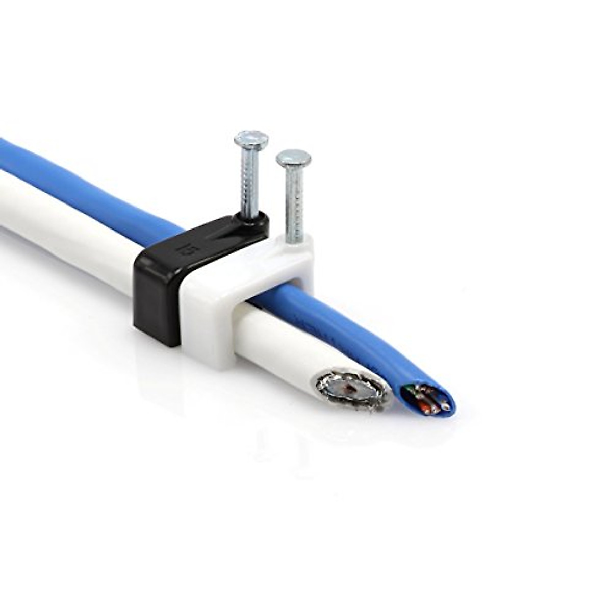 THE CIMPLE CO - Dual, Twin, or Siamese Coaxial Cable Clips, Cat6, Electrical Wire Cable Clip, 1/2 in Nail Clip and Fastener, Black (100 Pieces per Bag)