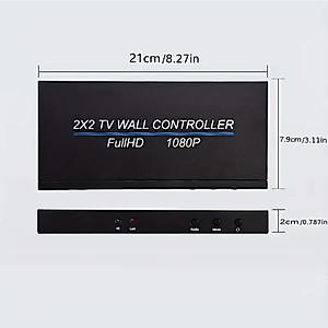 2X2 Video Wall Controller, HDMI high-Definition Seamless Splicing Professional Processor, 180 Degree Rotating TV Wall Display Screen 2x2, 1x2, 1x3, 1x4, 2x1, 3x1, 4x1 Multiple Splicing Modes