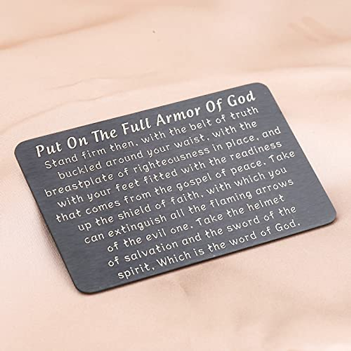 bobauna Put On The Full Armor of God Engraved Wallet Card Insert Christian Jewelry Protection Gift (Armor of God Card black)