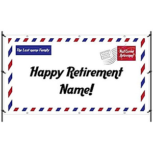 VictoryStore Retirement Decorations: Custom Postal Retirement Banner - Waterproof Vinyl Banner (Post Letter Retirement, 3 feet by 5 feet)