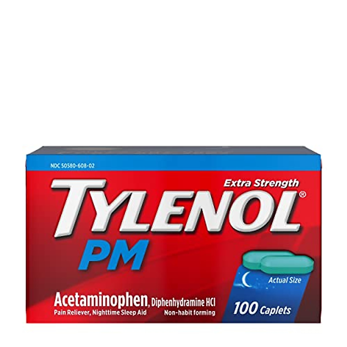 Tylenol PM Extra Strength Pain Reliever & Sleep Aid Caplets, 500 mg Acetaminophen, 100 ct