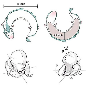 AIHANCH Dragon Neck Pillow Anime Cute Haku Dragon Pillow Anime Plush Doll Toy Kids Travel Pillows with Sleeping Eye Mask for Chrismas Birthday Gift