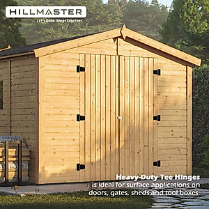 HILLMASTER 3.5 Inch Heavy Duty Gate Hinges Fence Door Hinges Durable Black Gate Strap Hinge for Indoor Outdoor, Gate Hardware Kit for Shed,Wooden Fences,Vinyl Fence Gate,Barn Door,Garage,2 Pack