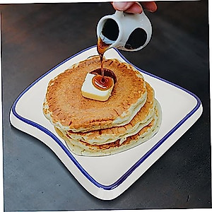 Pasta Accessories Plate Jewelry Tray Food Tray Pizza Tray Biscuit Bowl Ceramic Jewelry Tray Breakfast Food Plate Home Accessory Home Supply Fruit Salad Ceramics Bread Blue