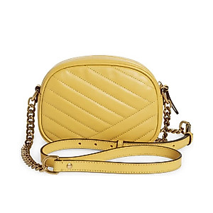Tory Burch Women's Kira Golden Sunset Yellow Leather Camera Handbag Crossbody