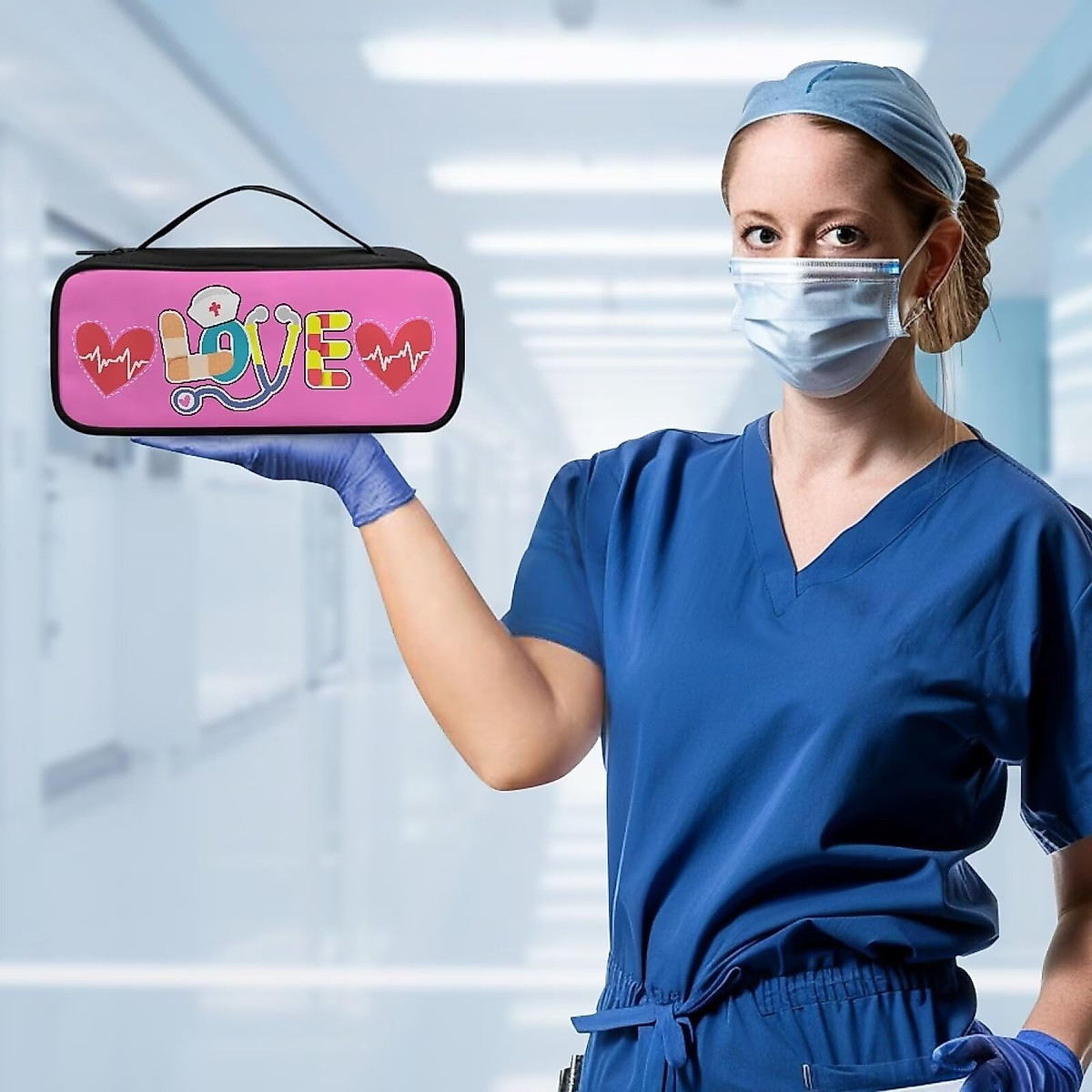 Gomyblomy Stethoscope Carrying Case with Extra Room for Nurse Doctors Pink Stethoscope Storage Bag Lightweight Holder Organizer Pouch Fit for Most Stethoscopes