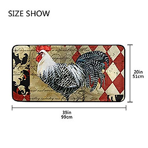 Krafig Rug Rooster Cock Non Slip Mat Area Rug Runners Floor Carpet for Kitchen Bedroom Living Room 39x20 Inch