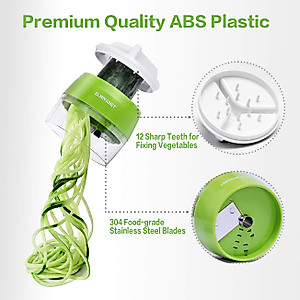 Handheld Spiralizer Vegetable Slicer, 4 in 1 Heavy Duty Veggie Spiral Cutter - Zoodle Pasta Spaghetti Maker