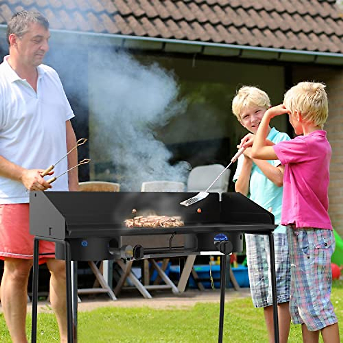 MixRBBQ 14 x 32 inch Heavy Duty Steel Griddle with Carrying Bag for Camp Chef Stove Grill, Nonstick Flat Top Cooking Griddle, Outdoor BBQ Camping Grills Accessories