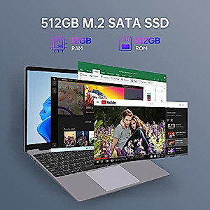 ApoloSign Versatile 15.6 Inch Laptop | Intel N5095 CPU, 12GB RAM | 512GB SSD | FHD IPS Display | Long Battery Life