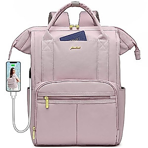 Focdod Laptop Backpack Women Work Bag - 15.6 inch with Laptop Compartment Waterproof Professional Travel Backpack Purse with USB Charger for College Teacher Nurse Business Women Purple