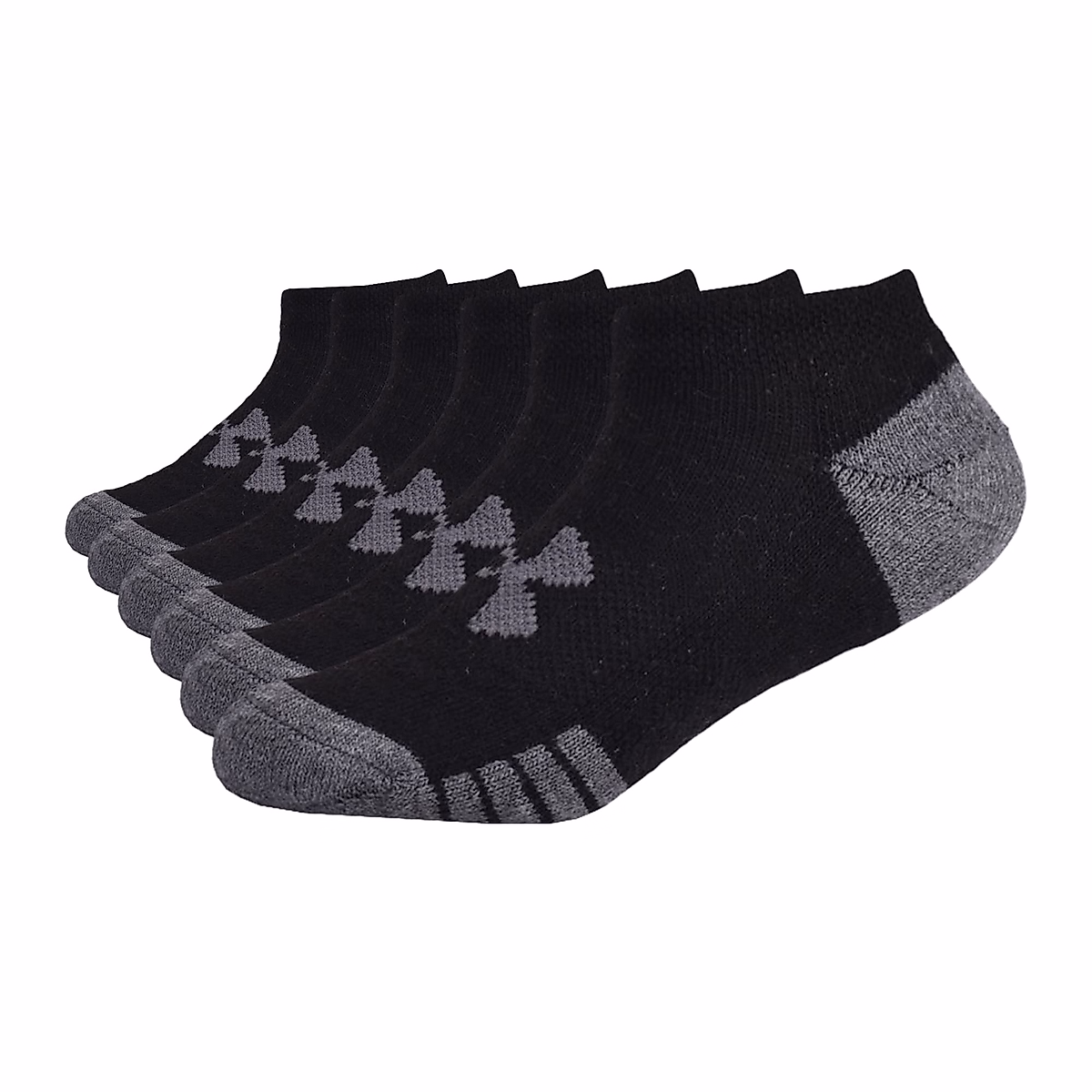 Under Armour Boys Multi Pack Performance Tech Low Cut Sock, Black, 4-6