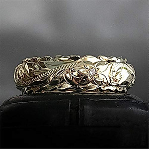 Ring Set Stainless Steel Flower gold sliver Wedding Elegant Jewelry 925 Rings and Silver Rings (Gold, 10)