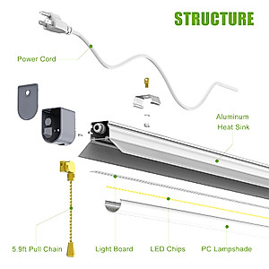 BBESTLED 4 Pack, 60W Linkable Shop Lights for Garage LED Super Bright, Equivalent 360W HPS Daylight 5000K 7800 Lumen, Warehouse Office Workshop, Commercial Light Fixtures Ceiling Hanging