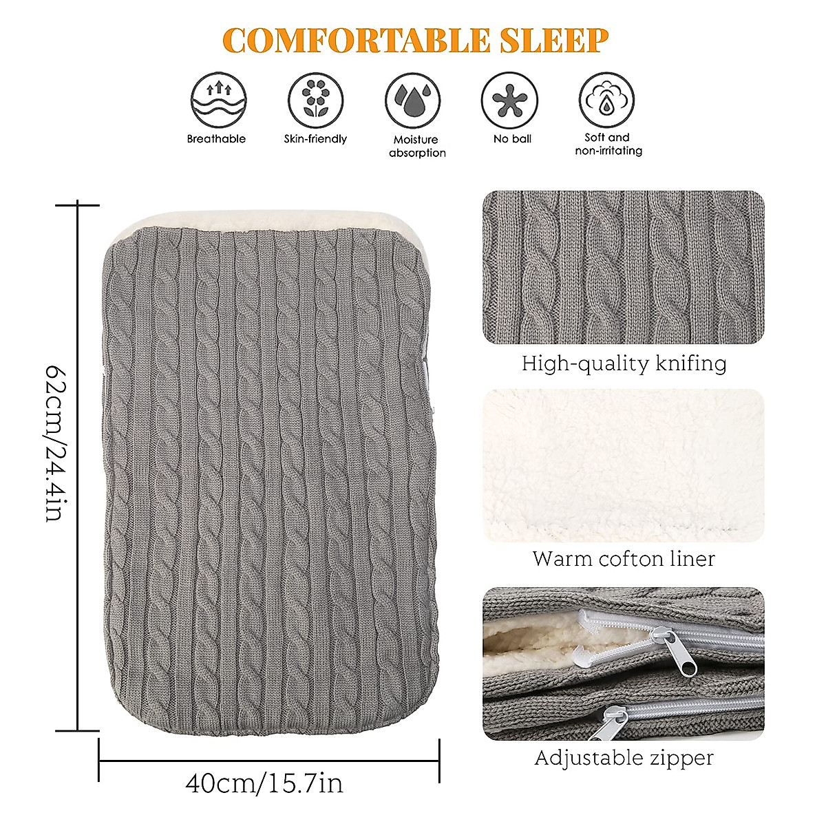 oenbopo Newborn Baby Swaddle Blanket Wrap, Thick Baby Kids Toddler Knit Soft Warm Fleece Blanket Swaddle Sleeping Bag Sack Sleep Bag Stroller Unisex Wrap for 0-13 Month Baby Boys Girls