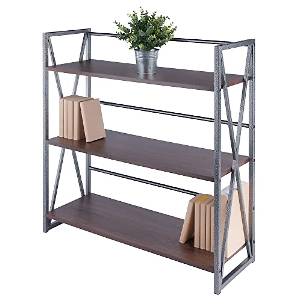 Winsome Wood Isa 3-Tier Shelf, Graphite and Walnut