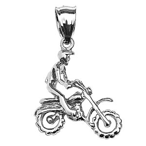 925 Sterling Silver Off Road Mountain Motorcycle (Bike) Pendant