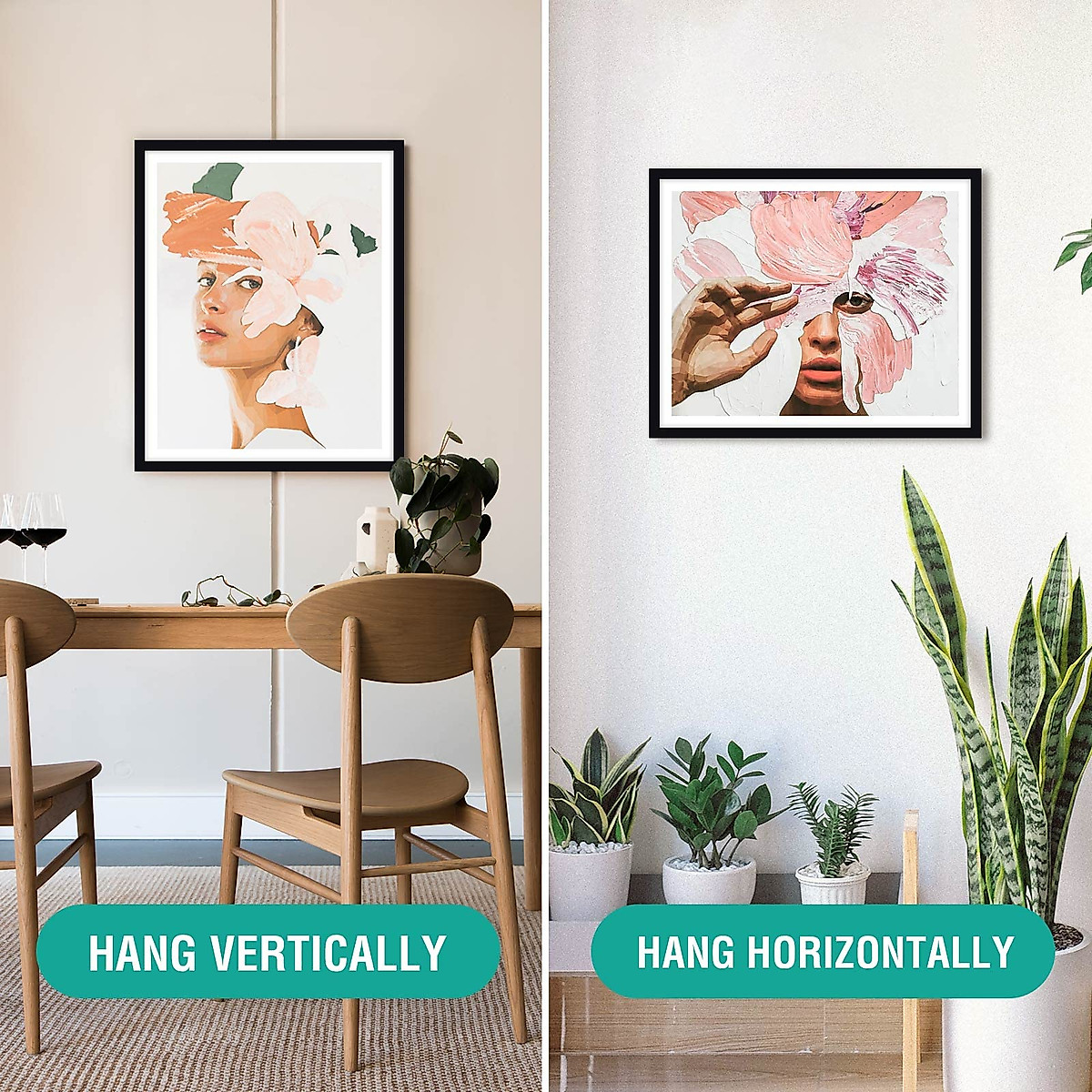 Bemaystar 2 Pack Diamond Art Painting Frames 16x20 - Pictures Frames Display 16x20in/40x50cm Photos without Mat or 14x18inch/35x45cm with Mat, Solid Wood Frame (Black)