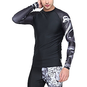 HUGE SPORTS Wildling Series UV Protection Quick Dry Compression Rash Guard (Cobra,M)