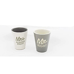 Rockin Mr Right and Mrs Always Right Shot Glass Set of 2 Beautifully Gift Boxed a Great Fun Marriage Wedding Anniversary Engagement Couples Gift Set