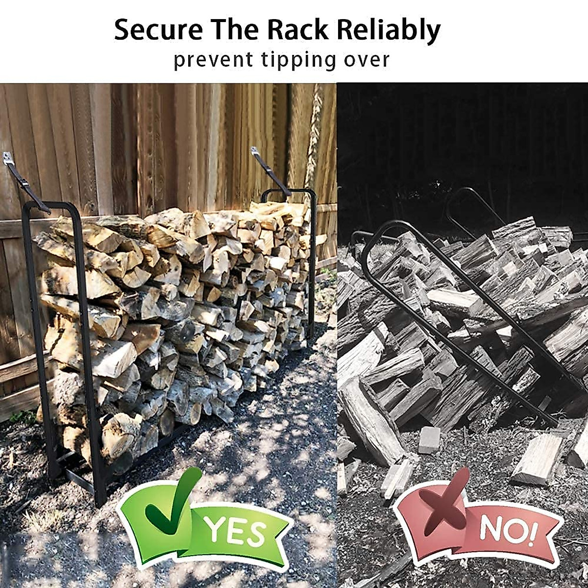 Artibear 4ft Heavy Duty Upgraded Outdoor Firewood Rack With Wood Holder Cover For Indoor Storage Log