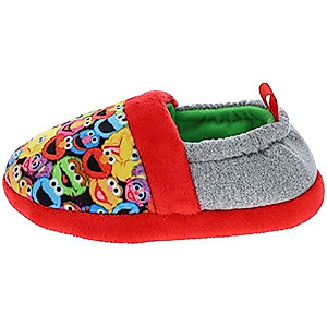 Sesame Street Toddler Slippers, Allover Character Print, Red/Grey, Size 7/8