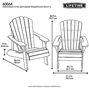 Lifetime 60064 Adirondack Chair, Natural Brown