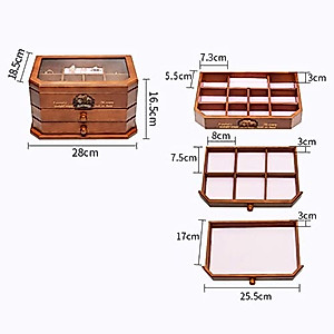 Yalych Solid Wood Jewelry Box Box 3 Layer Jewelry Display Storage Case For Earring Ring Necklace Bracelet jewellery case Jewelry Organizer
