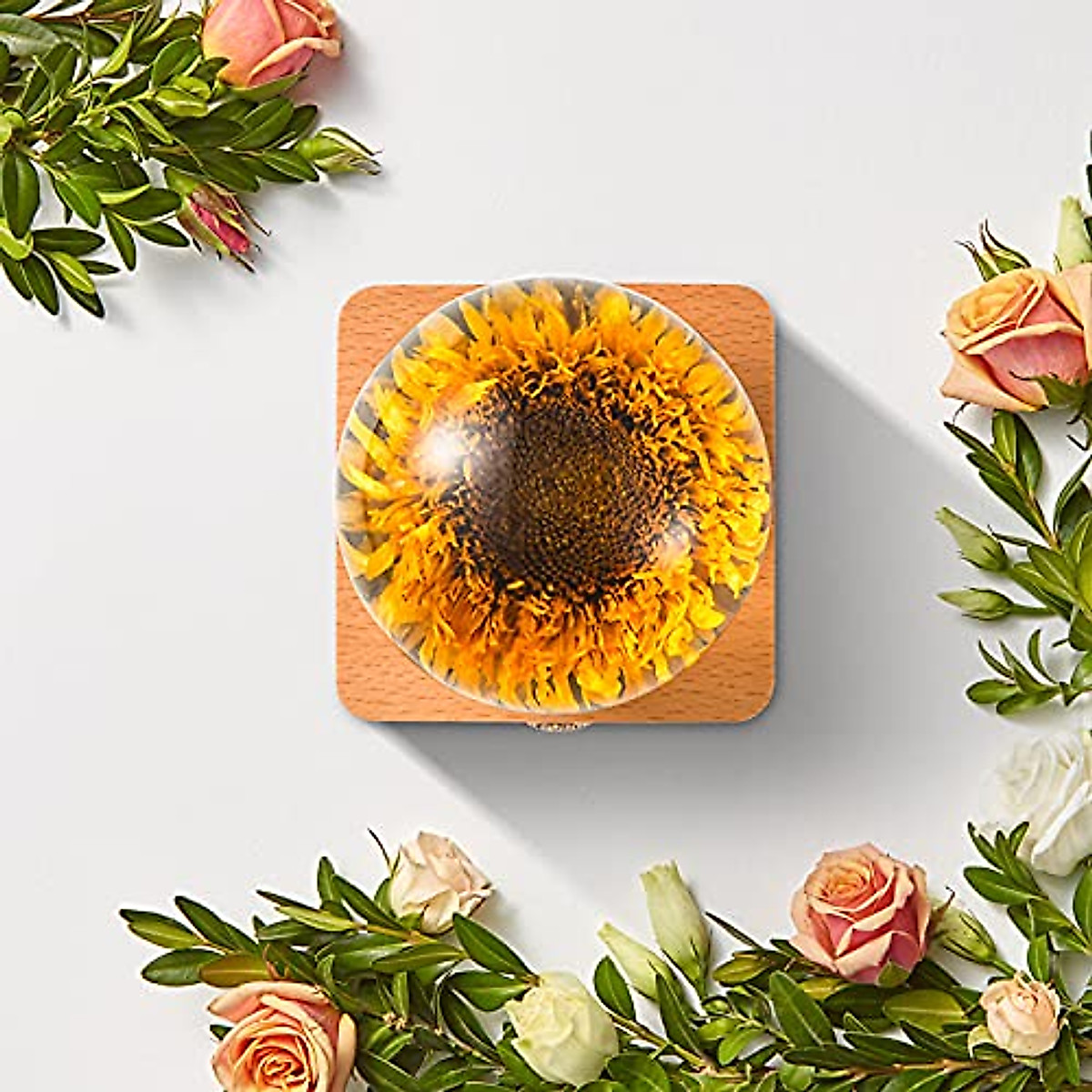 MISS LI GARDEN Forever Teddy Sunflower Crystal Ball with LED Lights,Best Gifts for Her Wife Girlfriend Women, Anniversary, Mothers Day, Birthday, Valentine's Day Home Décor