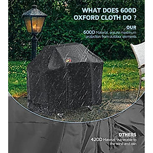 LyriFine 58inch Grill Cover, 600D Polyester Waterproof Heavy Duty Barbecue Gas Grill Cover, Special Fade & Weather Resistant, Outdoor BBQ Cover Fits Weber Char-Broil Nexgrill Brinkmann Grills, Black