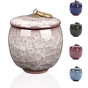 Small Urns for Human Ashes - Token Urns - Ceramic Memorial Keepsake Cremation Urns - Beautiful Mini Sharing Funeral Urns with Black Premium Box (White)