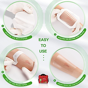 NeuHeils Transparent Film Dressing, Large Waterproof Wound Cover Bandage 4''x4.75'', 50 Packs, Post Surgical Shower or IV Shield, Tattoo Aftercare Bandage, Adhesive Patch 4 x 4 3/4 Inch