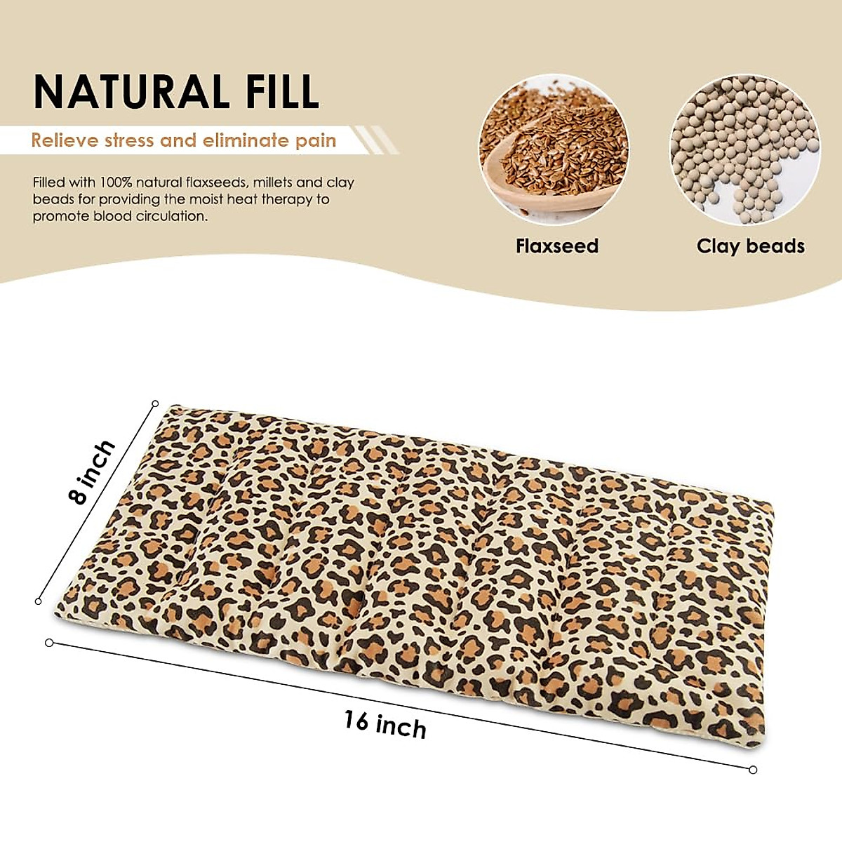 MEISENHOME Microwave Heating Pad for Pain Relief, 8 x 16 Microwavable Moist Heat Pads for Neck, Shoulder, Back, Knee, Period Cramps, Rice Heat Pack Hot & Cold Compress Reusable & Portable