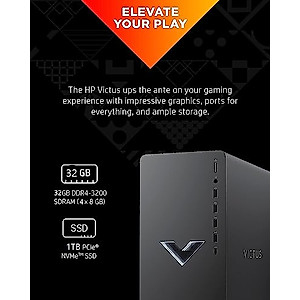 HP Victus 15L Gaming Desktop Bundle PC, AMD RX6400 Graphics, AMD Ryzen 5 5600G,32GB SDRAM, 1TB SSD, Windows 11 Home OS, RGB Lighting, Wi-Fi & Bluetooth (TG02-0013w,2023)