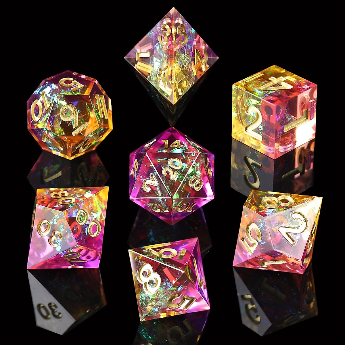 DND Dice Set 7Pcs Polyhedral Sharp Edges Dice for D&D Dungeons and Dragons RPG Player(Rose Citrine)…